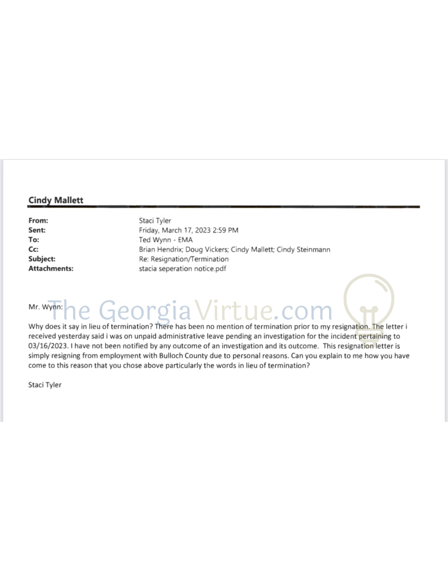staci Tyler White Docs inquiry • The Georgia Virtue